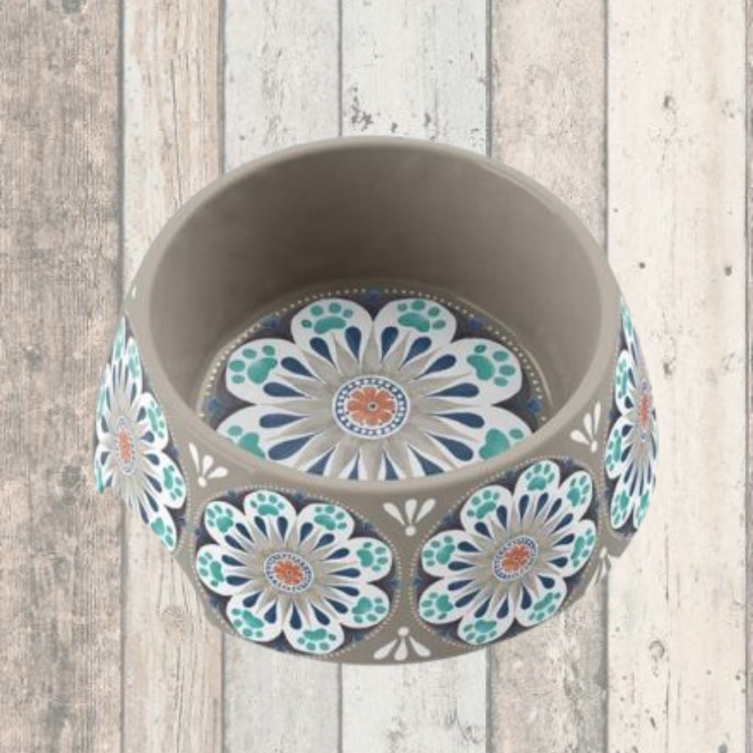 Carmel Medallion Pet Bowl | Patterned Melamine Pet Bowl | DOGHOUSE