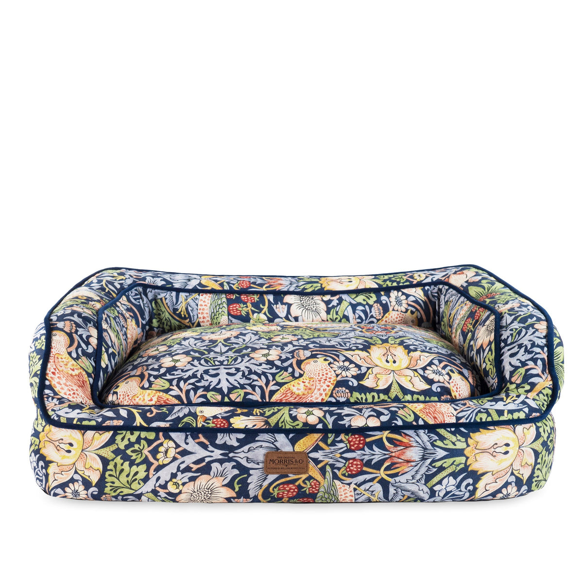 Morris & Co Strawberry Thief Printed Square Dog Bed | DOGHOUSE